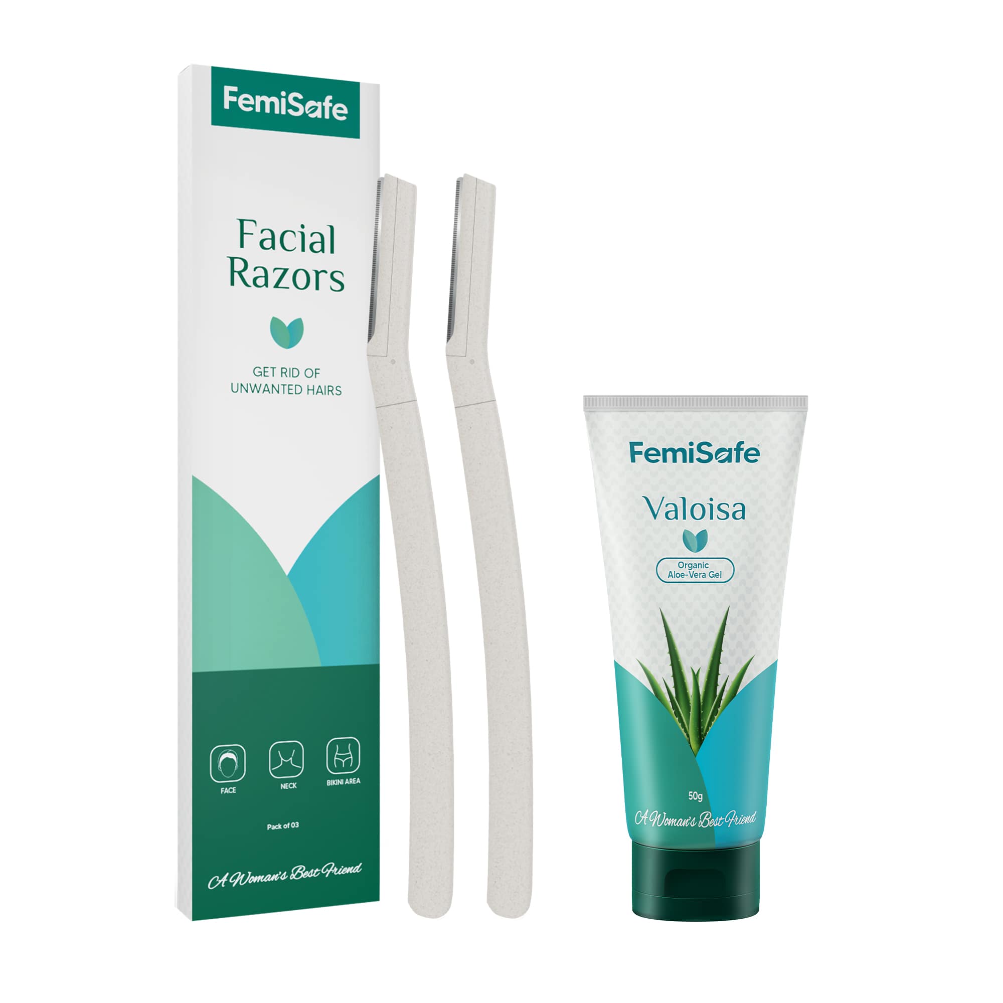 FACE RAZORS (ECO-FRIENDLY) & ALOE-GEL COMBO – Femisafe.in
